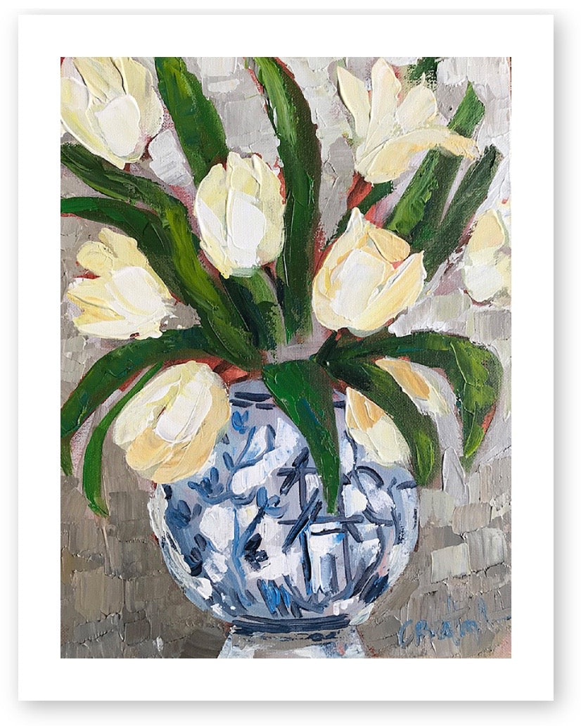 White Tulips and Chinoiserie – Candice Boatright Art, LLC